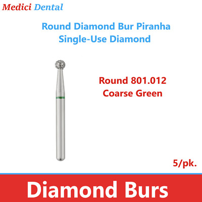 Dental Round Diamond Bur Burs Round .012C Coarse Green, 5/PK | eBay