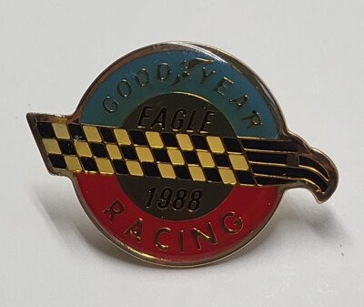 1988 Goodyear Racing Eagle Tires Checkered Flag Enamel Hat Pin Lapel ...