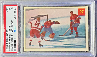 Jacques Plante Pre-Rookie Year Card 1954-55 Parkhurst #97 Montréal NHL ...