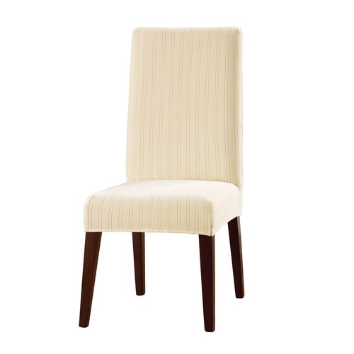 SureFit Stretch Pinstripe Short Dining Chair Slipcover in Cream | eBay