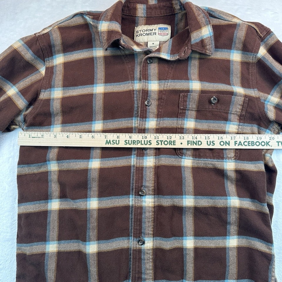 Stormy Kromer Flannel Shirt Mens M Brown Plaid Made In USA Handcrafted ...