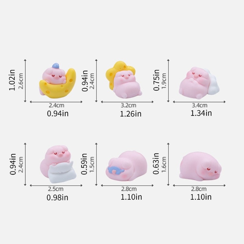 Pigs Figurines Mini Pigs Decors Toy Playsets Miniature Doll Garden ...