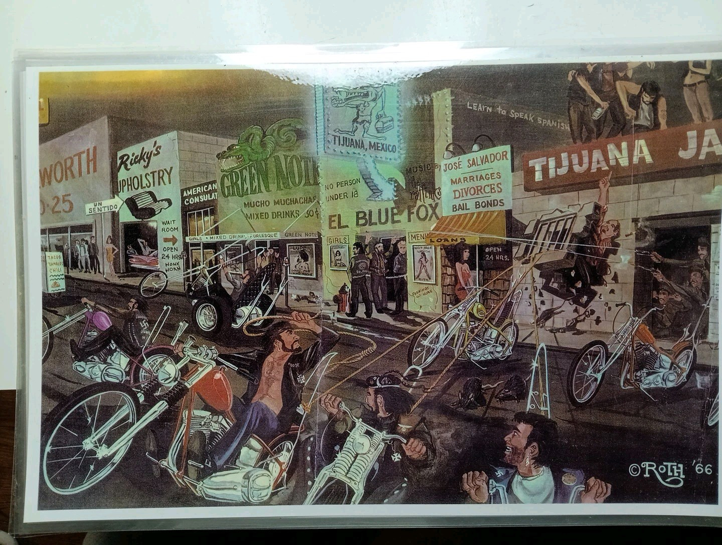 Vintage Ed Roth Laminated Poster Breaking Out Of Tijuana Jail 17" X 11 ...