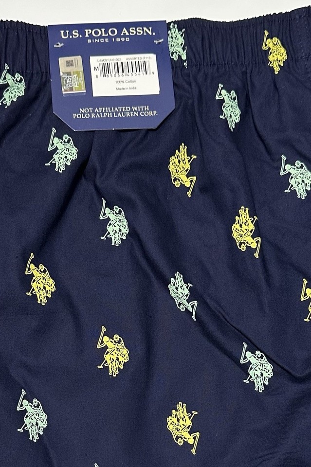U.S. Polo ASSN. Men's Button Fly Woven Boxer Medium (32-34) Navy Blue ...