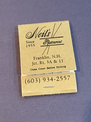 Vintage New Hampshire Matchbook: “Neil’s Restaurant” Franklin, NH | eBay