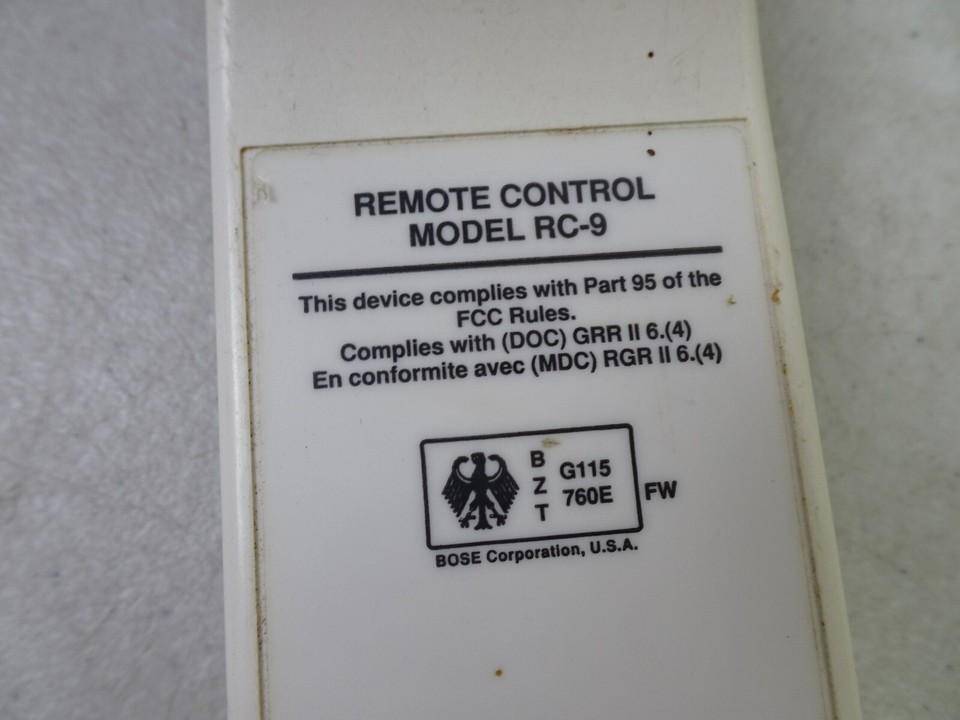 Bose RC-9 Remote Control White OEM for LifeStyle Music Center Model 3 ...