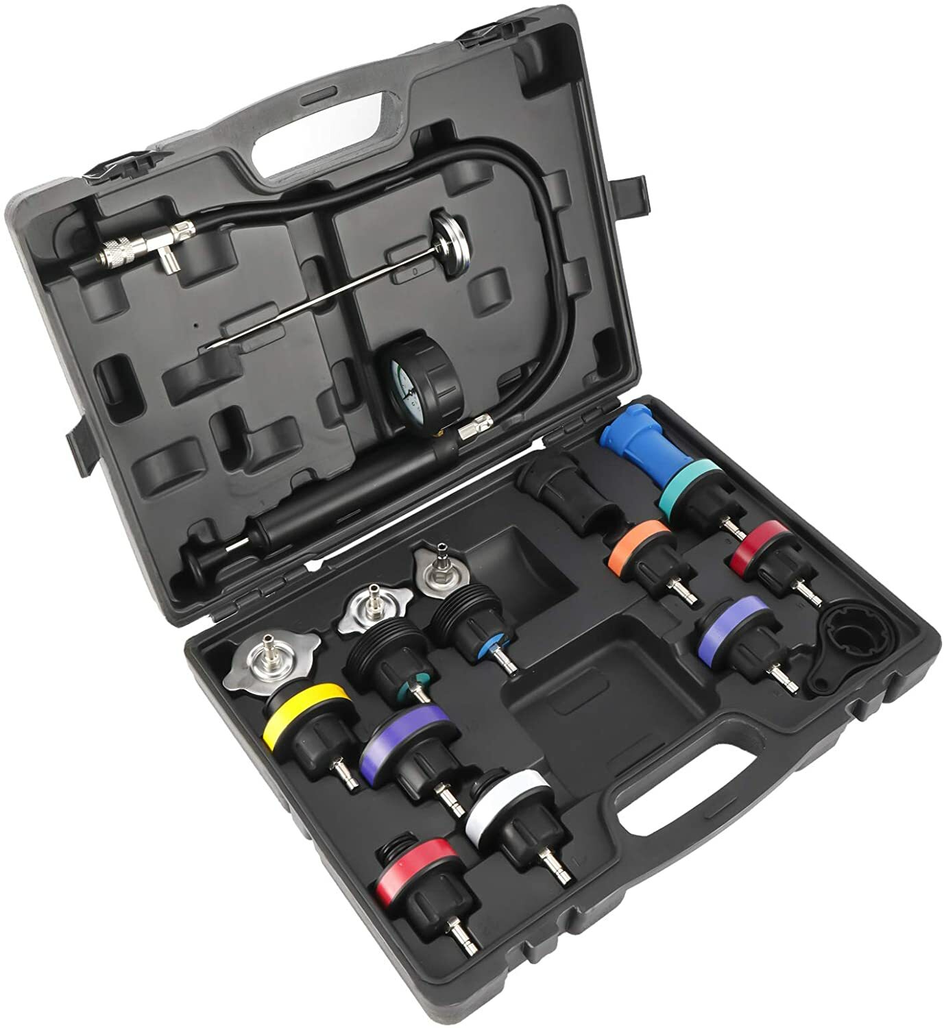 18PC Radiator Pressure Tester Leak Detect Kit Cooling System Coolant ...