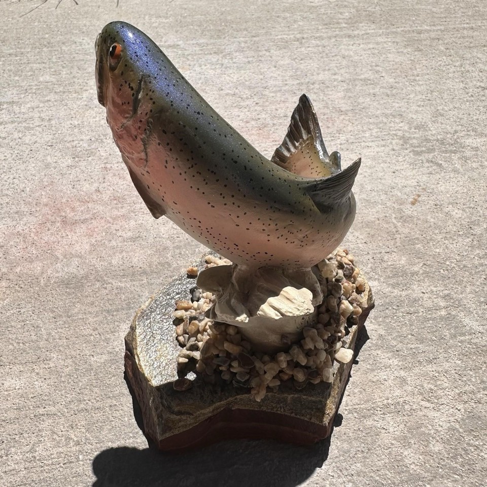 VTG Rainbow Trout Sculpture Sharon Simonson Hand Carved Painted Fish ...