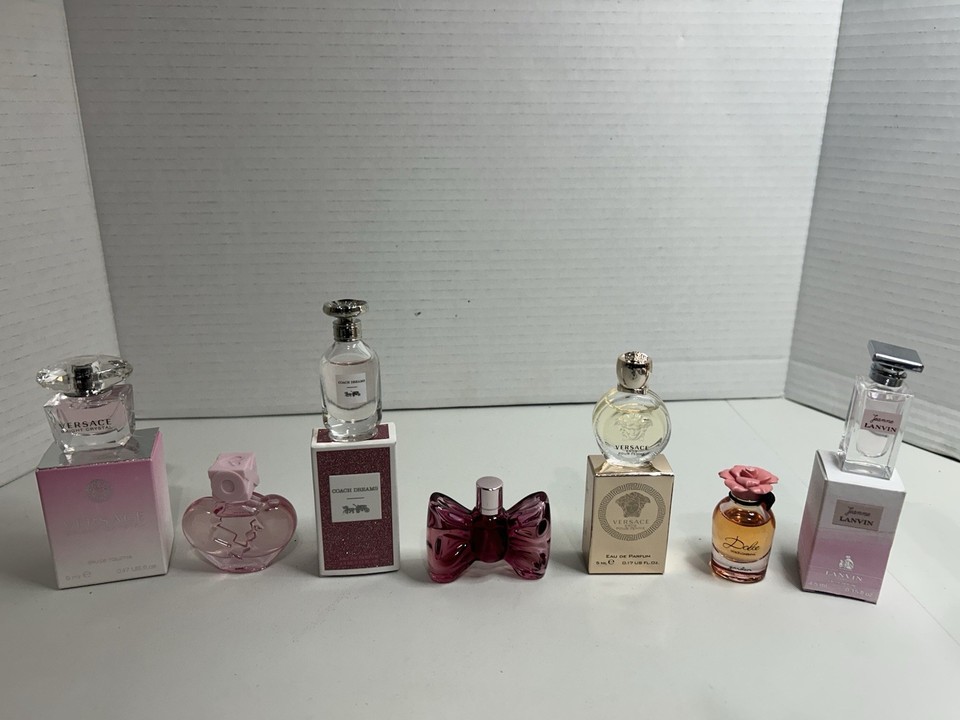 Collection Of Modern Miniature Perfumes Bottles Coach,Versace,Lanvin ...