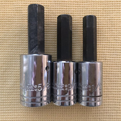 Three Proto 1/2" Drive Hex Bits Sockets 5441 5/8" 9/16" 1/2" SAE 🤑FS&H🤑 ...