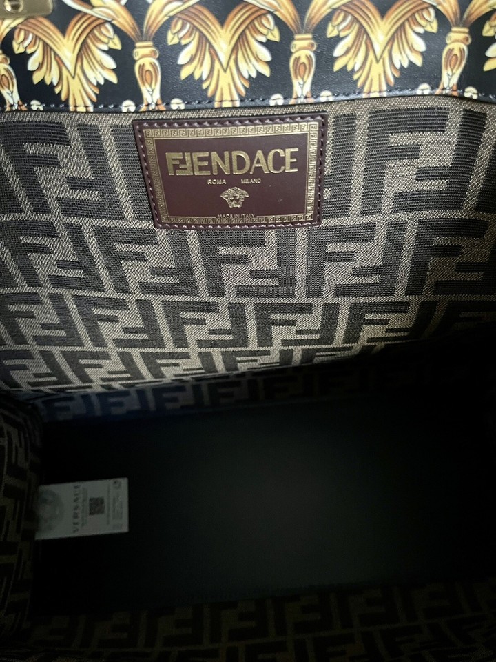New Fendi X Versace Fendace Collaboration Sunshine Black Gold Shopper ...