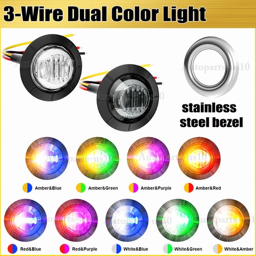 3/4" 12V Marker Lights LED Truck Trailer Round Side Bullet Light Dual ...