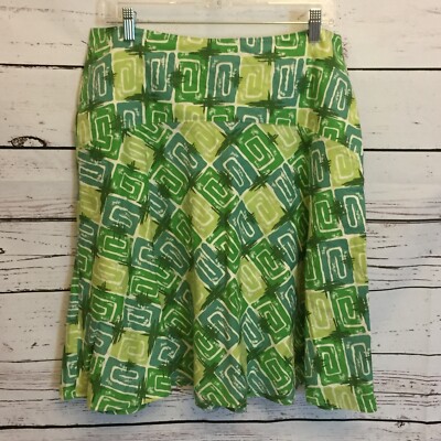 Boden Womens US 10 UK 14 Green Geometric Skirt White Mini Fit N Flare ...