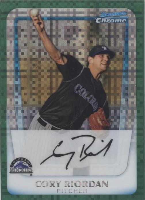 2011 Bowman Chrome - Prospects Cory Riordan #BCP218 Green X-Fractor (RC ...