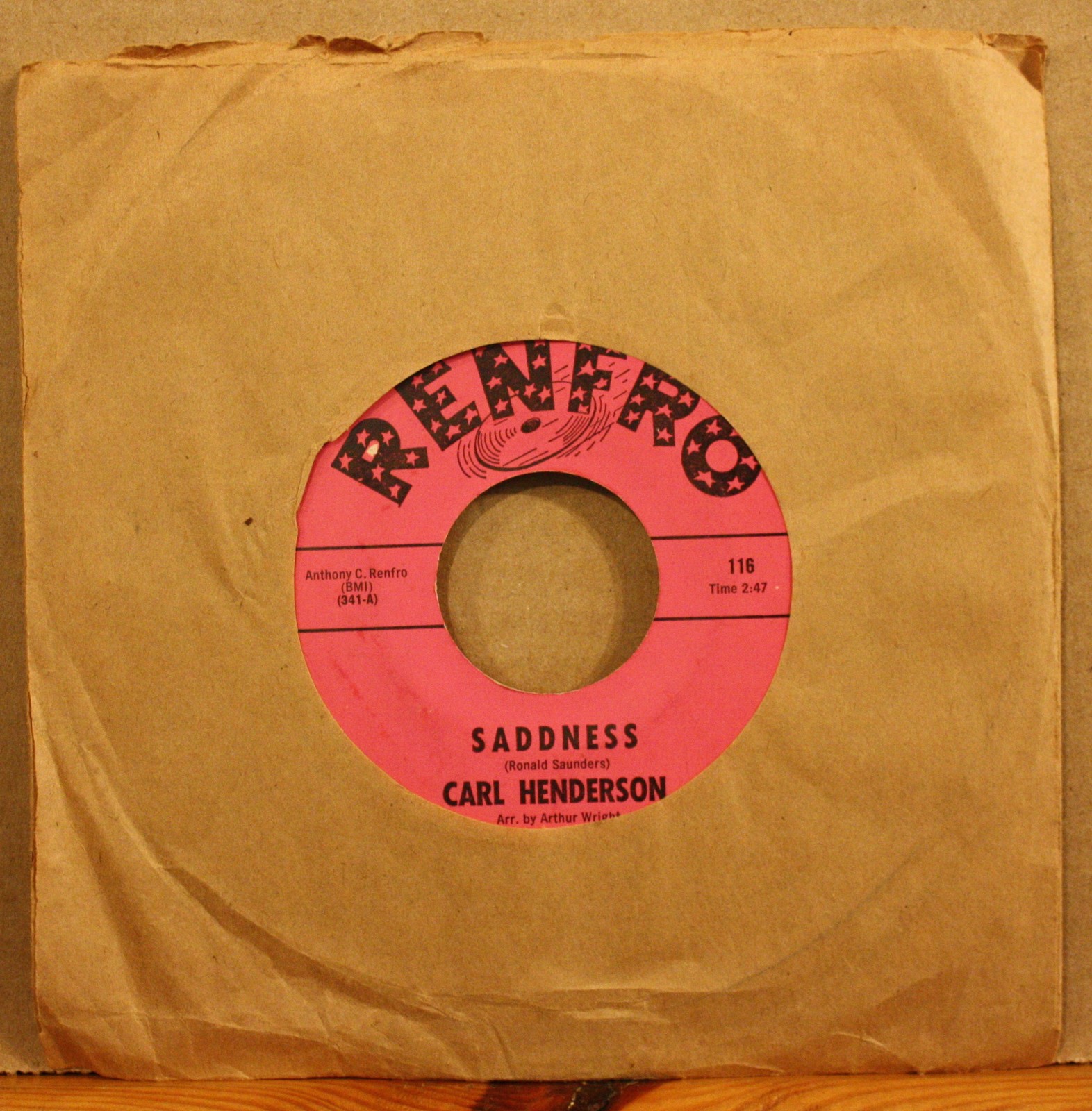 CARL HENDERSON Saddness **I LOVE YOU SO** Northern Soul 45 on RENFRO ...
