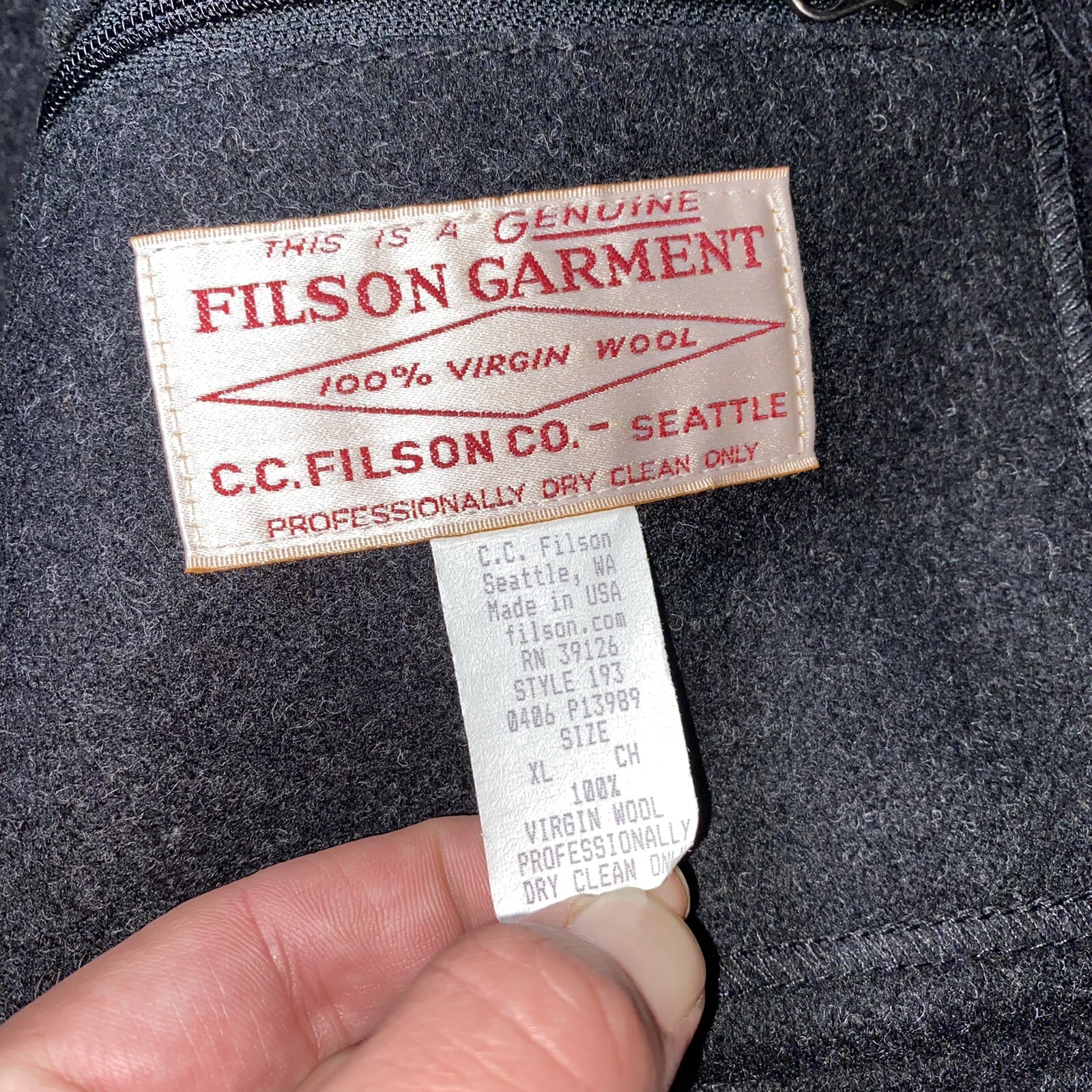 Vintage Filson Style 193 Virgin Wool Black Mackinaw B… - Gem