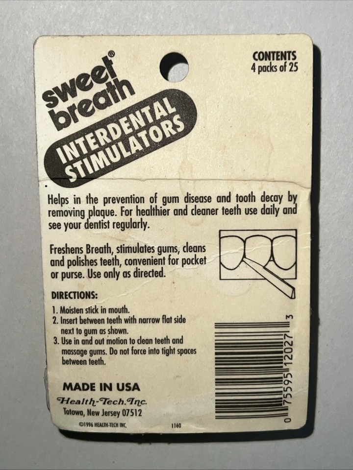 Vintage Mint Sweet Breath Interdental Stimulators 3 Packs Of 25 Total ...