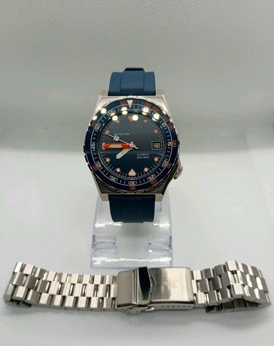 Seestern Vintage Sub 600T Dark Blue Orange Ceramic 40 Automatic Men ...
