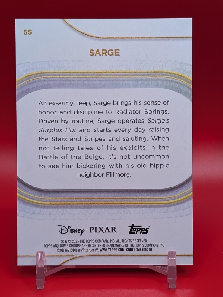 2025 Topps Chrome Disney Sarge Pink Refractor 113/250 Pixar Cars #55 | eBay