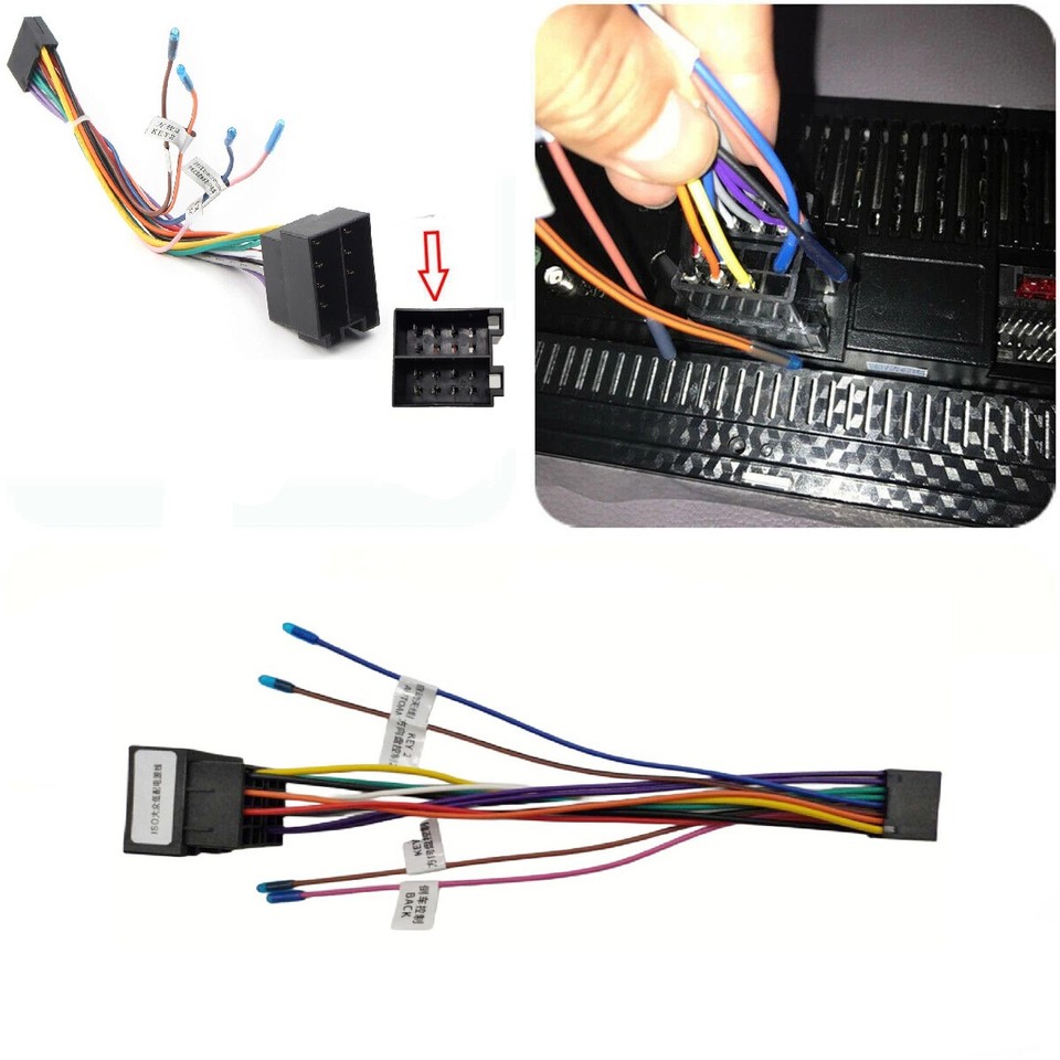 16Pin ISO Car Radio Wire Cable Wiring Harness Stereo Adapter Male Plug ...