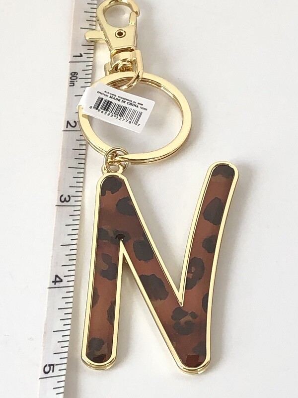 Ganz Safari Leopard Print Initial Letter "N" Keychain Key Chain Ring | eBay