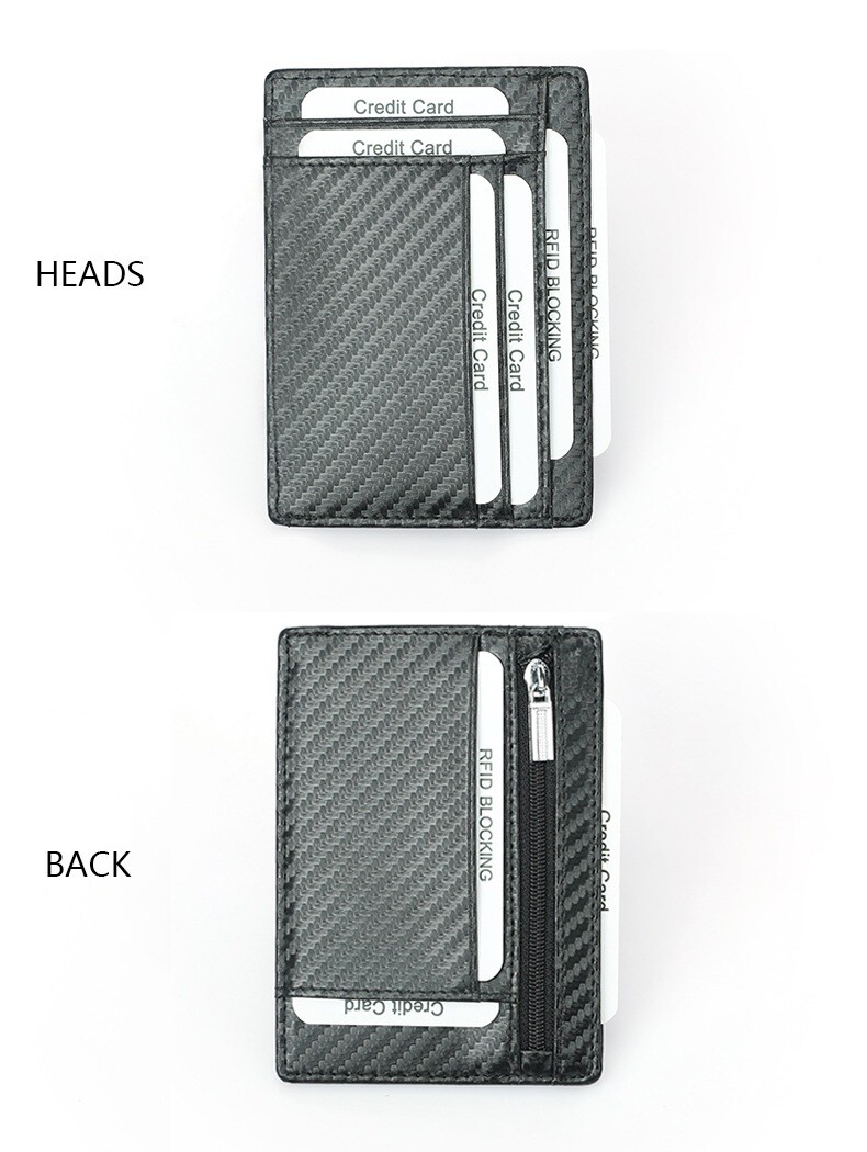 Real Leather Carbon Fiber RFID Contactless Slim Credit Debit Card ...