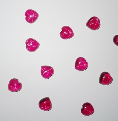 Transparent Star Ruby Heart 12x12 mm Cabochon 6 Rayed Lab-created 10 ...