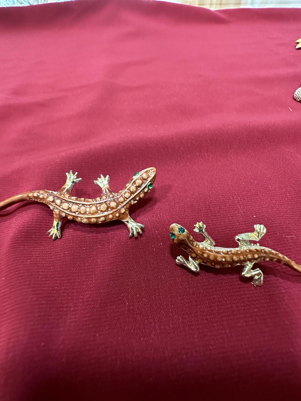 Vintage Scatter Pins Gecko Lizard Green Rhinestones | eBay
