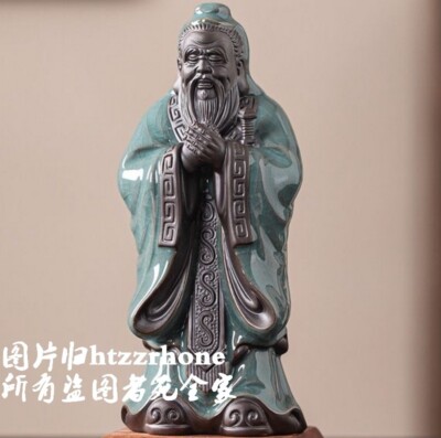 7.2" Chinese Saint Confucius Sculpture Statue Ceramic Art Sculpture ...