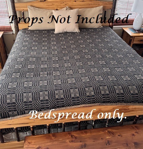 NEW PRIMITIVE KING BEDSPREAD BLACK TAN NANTUCKET 110" x 120" Farmhouse ...