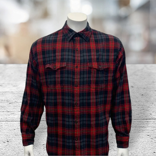 Vintage Red Head Cotton Red Black Plaid Flannel Lumber Jack Long Sleeve ...