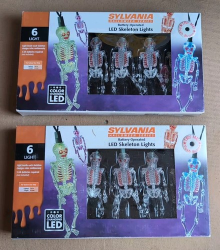 Lot of 2 Sylvania Halloween Series LED Color Changing Skeleton Lights 6 ...