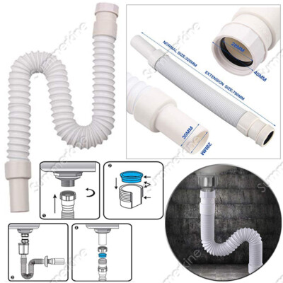 36-80cm Flexible Basin Sink Waste Pipe Trap Bathroom Kitchen Syphon ...