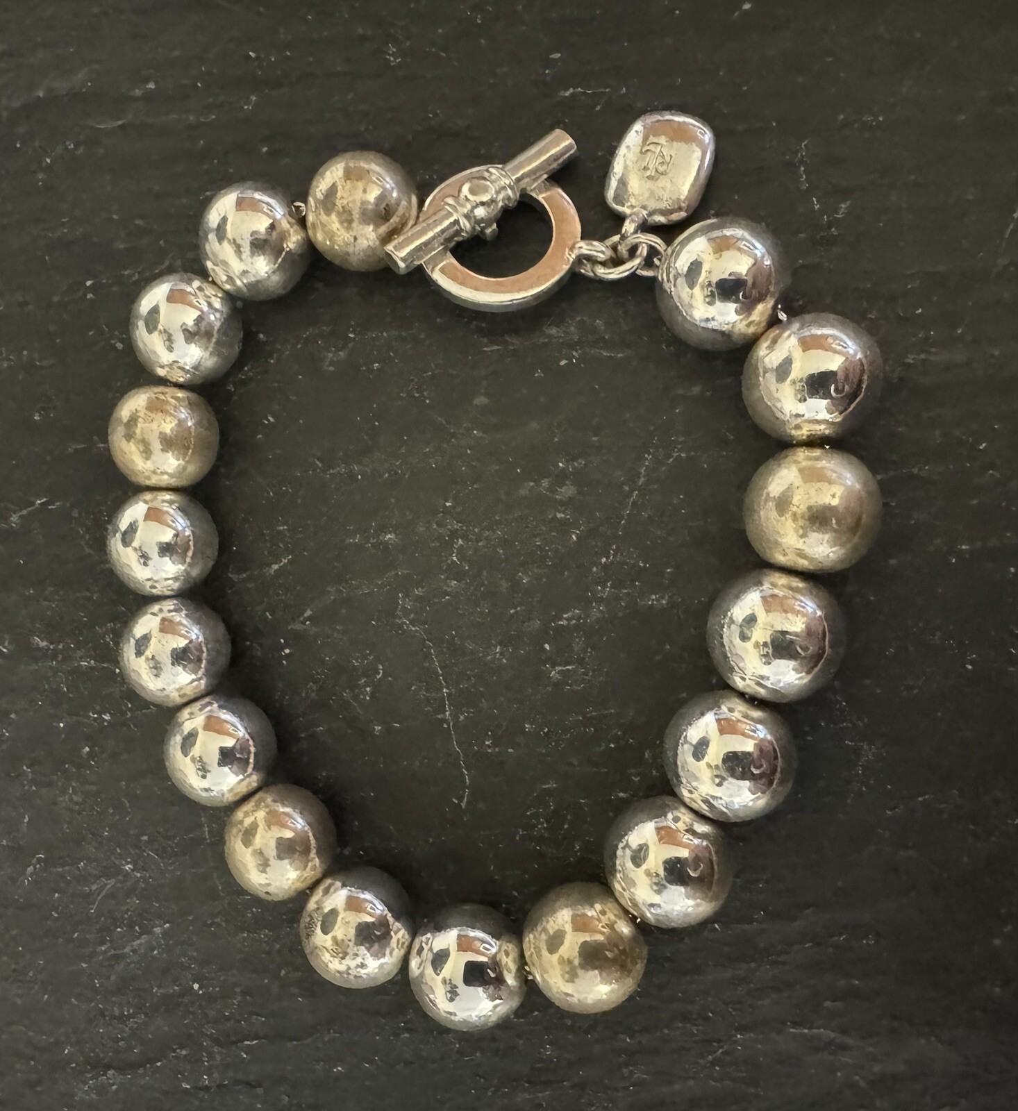 RLL Ralph Lauren Vintage Silver Plated Beaded Toggle Clasp Bracelet | eBay