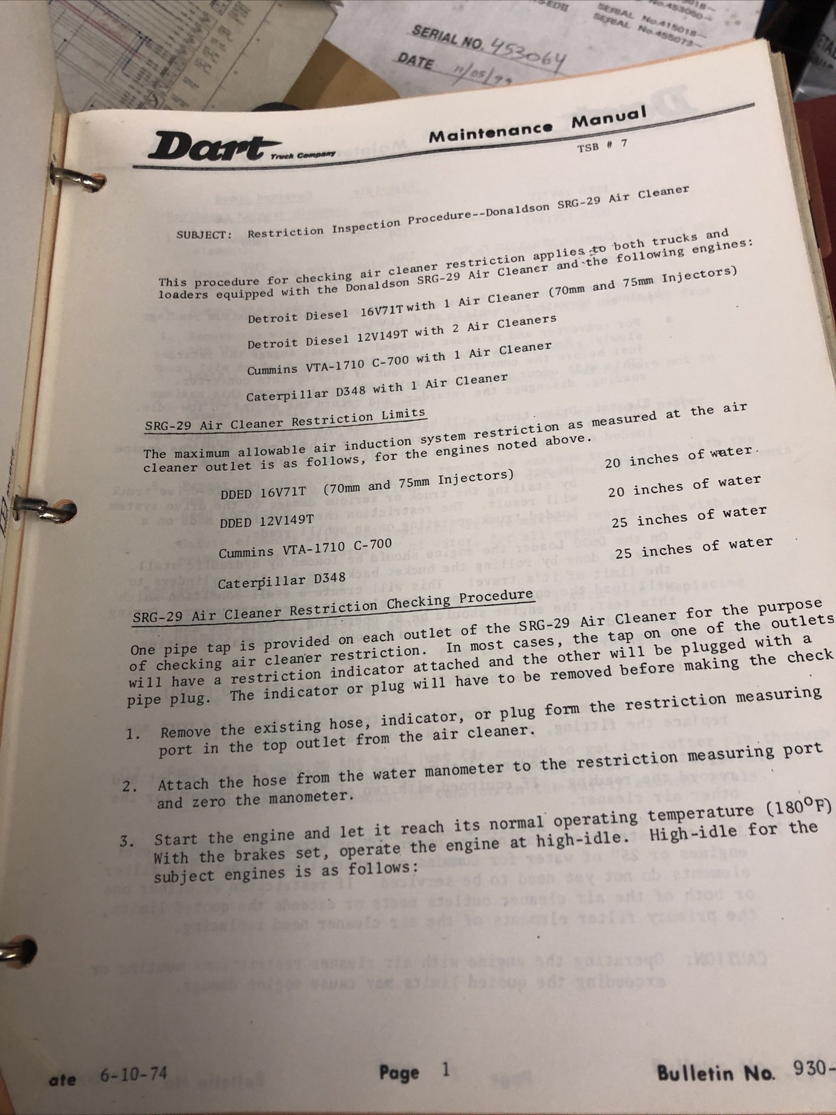 ROCK TRUCK D600 Service MANUAL CENTRAL OHIO COAL UNIT RIG BIG DART | eBay