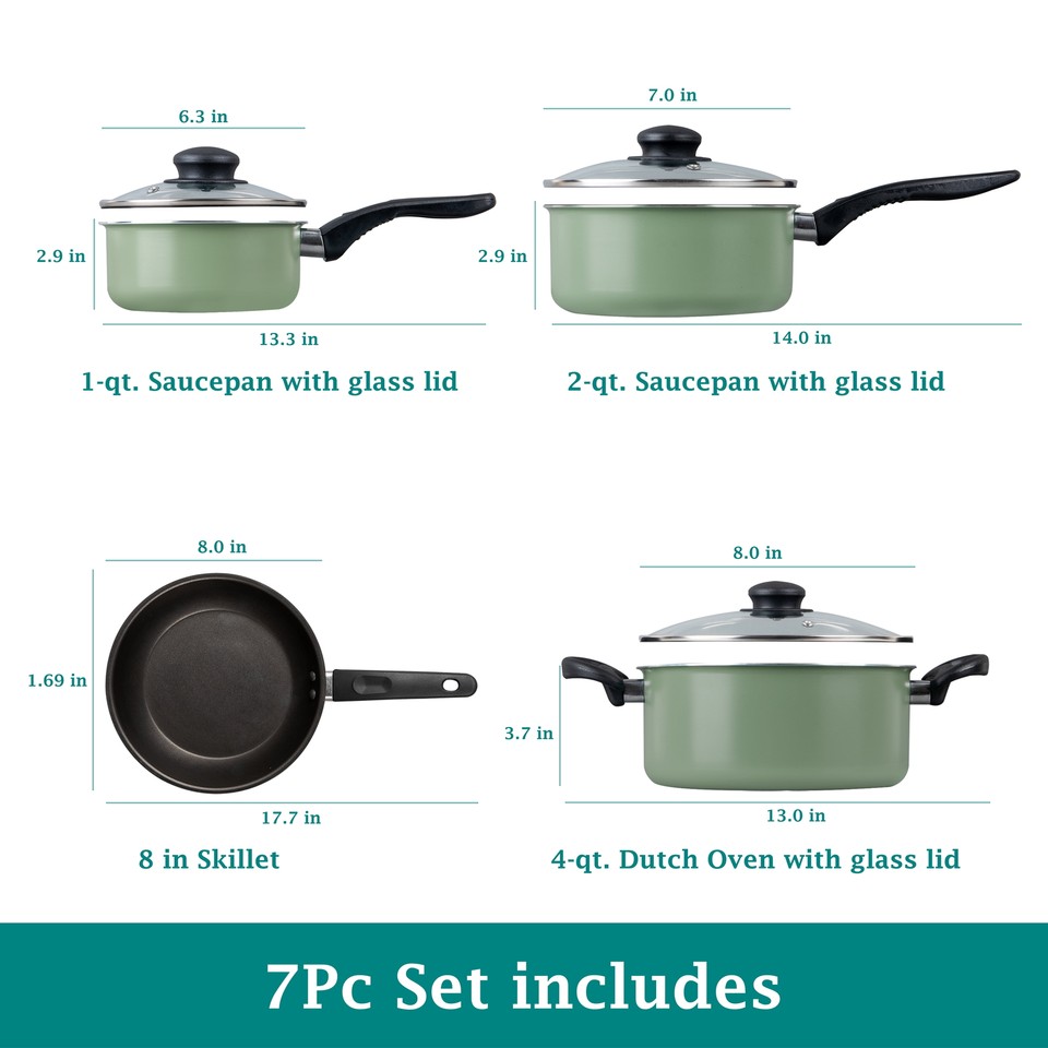 Mainstays 7 Piece Nonstick Aluminum Pots and Pans Cookware Set, New ...
