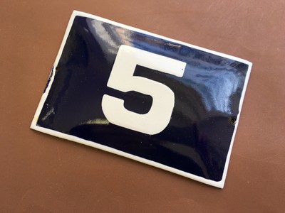 ANTIQUE VINTAGE EUROPEAN ENAMEL SIGN HOUSE NUMBER 5 DOOR GATE SIGN 1950 ...