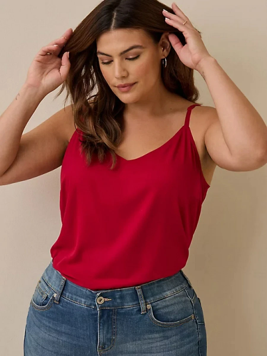 clearance purchases Torrid Ava Red Stretch Rayon Floral Spaghetti Strap ...