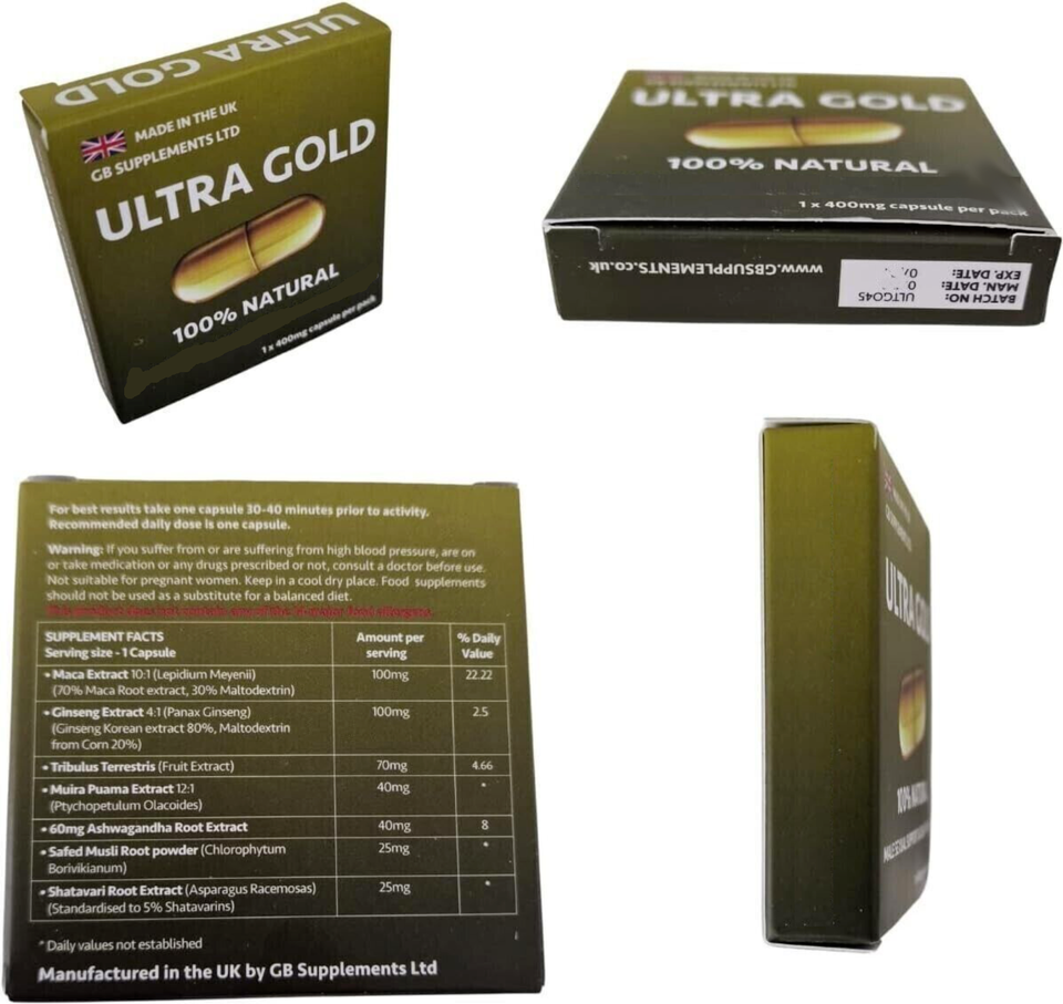 12 x Ultra Natural Food Supplement Pills Men 400mg Capsule/ Pill Made ...