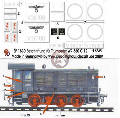 Peddinghaus 1/35 German WR 360 C12 Diesel Locomotive Markings ...