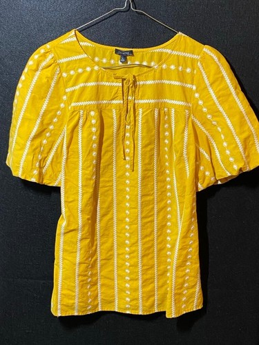 Talbots Embroidered Split Neck Top - Chevron Dot - Size S | eBay