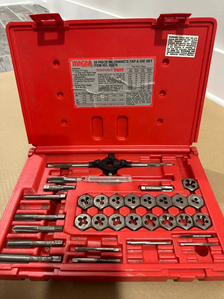 Magna Tools 95975 39 piece Tap and Die Set USA Missing Pieces | eBay