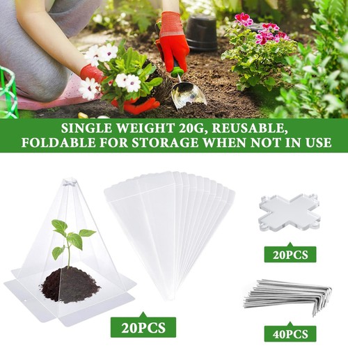 20/40 Set Plastic Small Plant Seedling Protector Cone Shape Garden ...