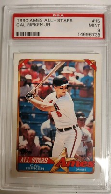1990 Topps Ames All-Stars baseball card #15 Cal Ripken PSA 9 Baltimore ...