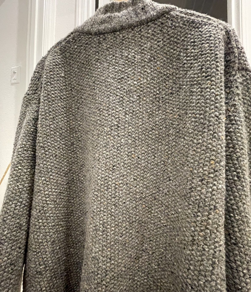 Vince Men’s XXL Chunky Cable Knit Wool Sweater Gray Speckled Heavy Knit ...