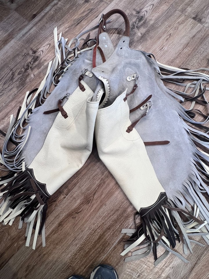 Deerskin Western Chinks with fringe and conchos for adults | eBay