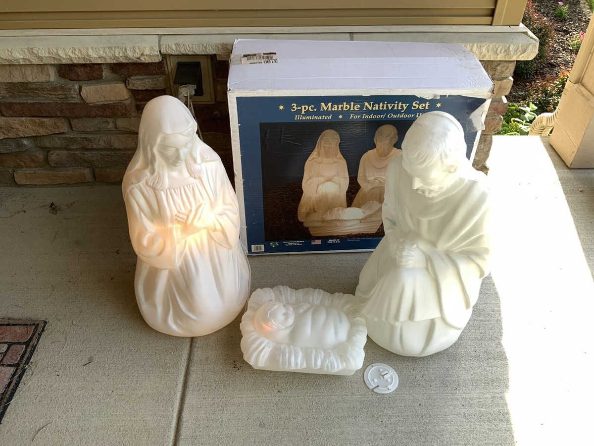 White Alabaster Marble Nativity Set