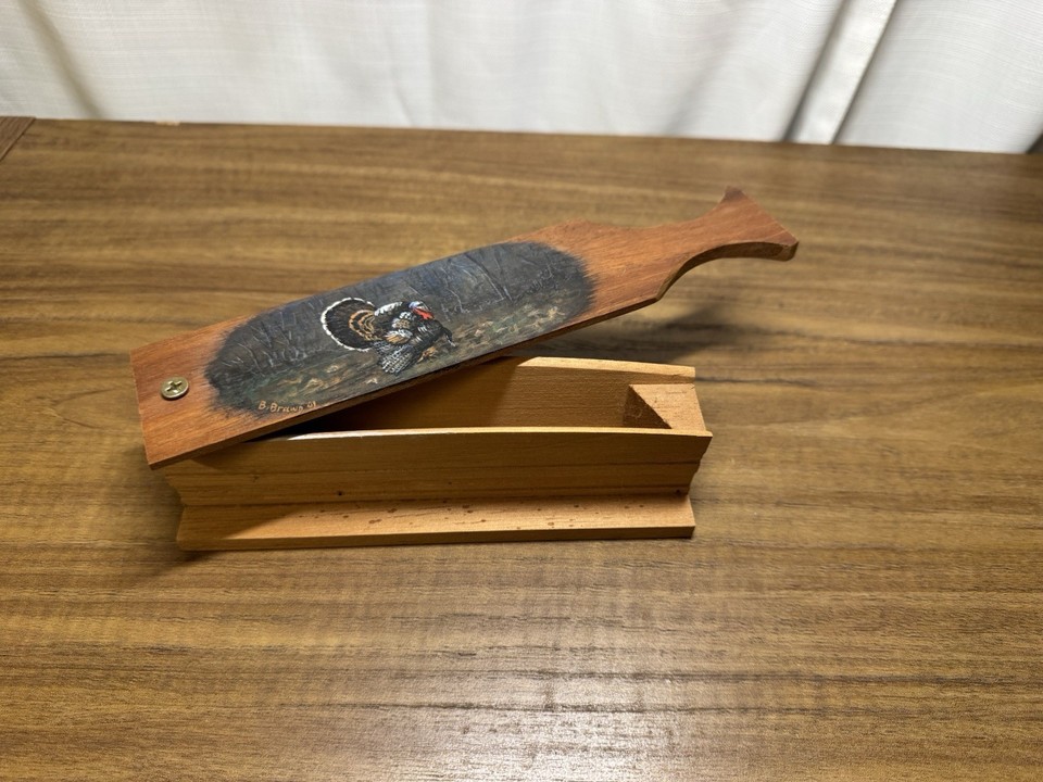 Hand Painted Box Turkey Call - 2001 B. BRAWN - Painted Turkey Box Call ...