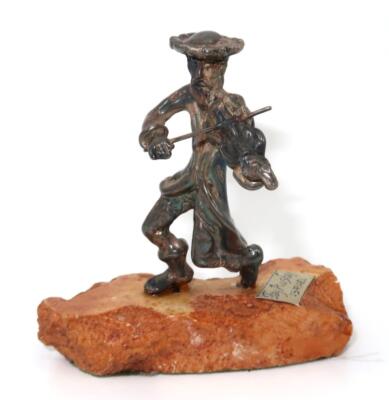 Vintage Fay Avishay Sterling Silver FIDDLER Figurine on Stone Base, 3 1 ...