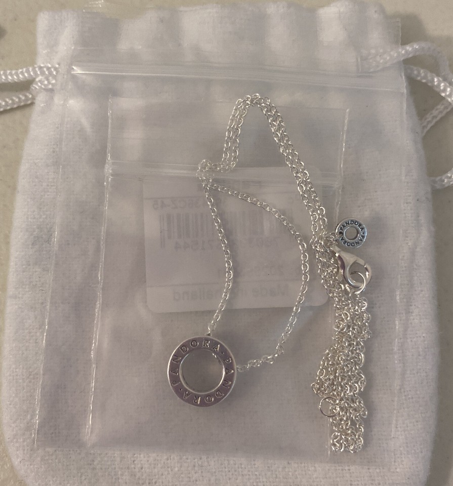 NEW! AUTHENTIC PANDORA SILVER HEARTS OF PANDORA NECKLACE #397436CZ-45 ...